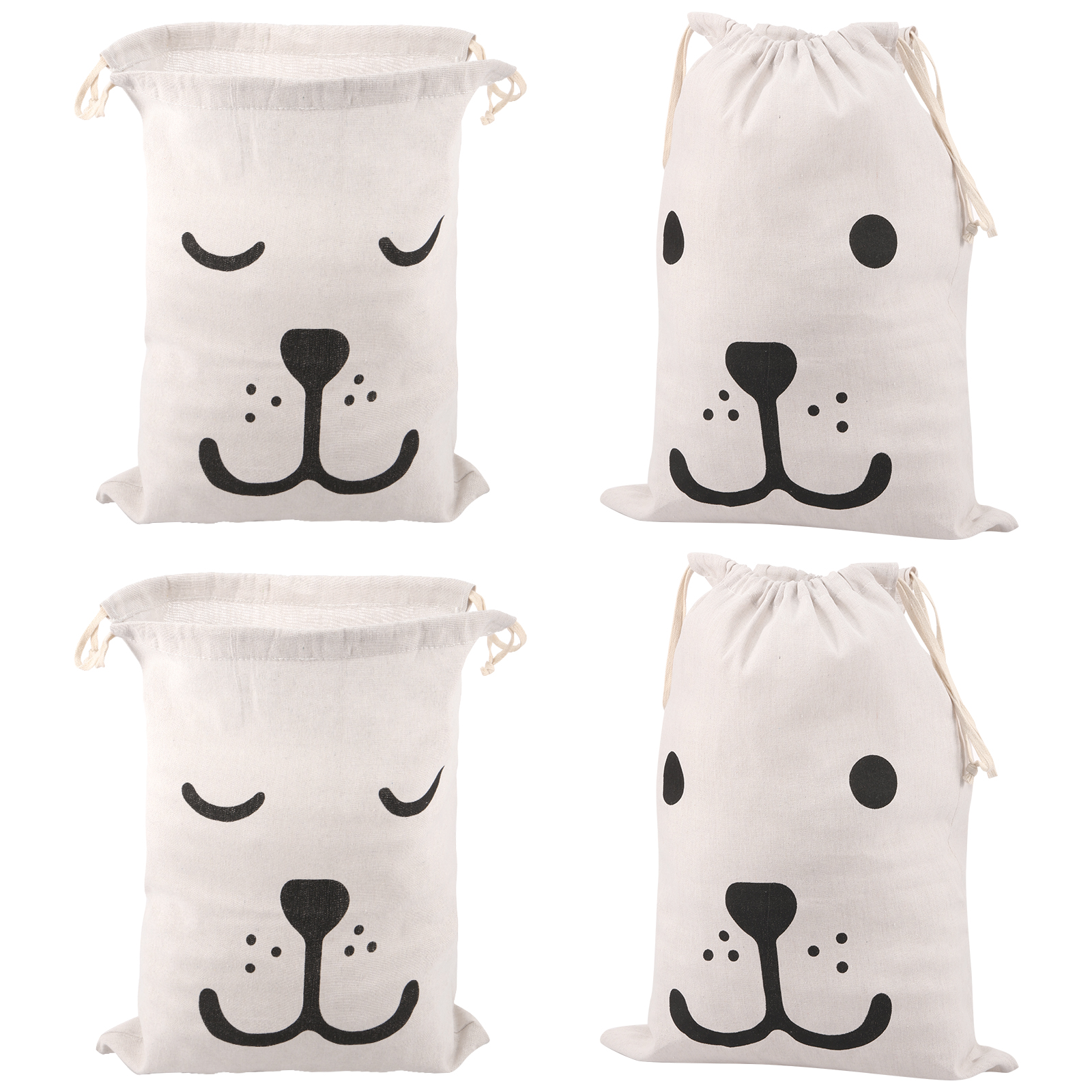 4Pcs Cotton Laundry Bag with Practical Drawstring Large Capacity ...