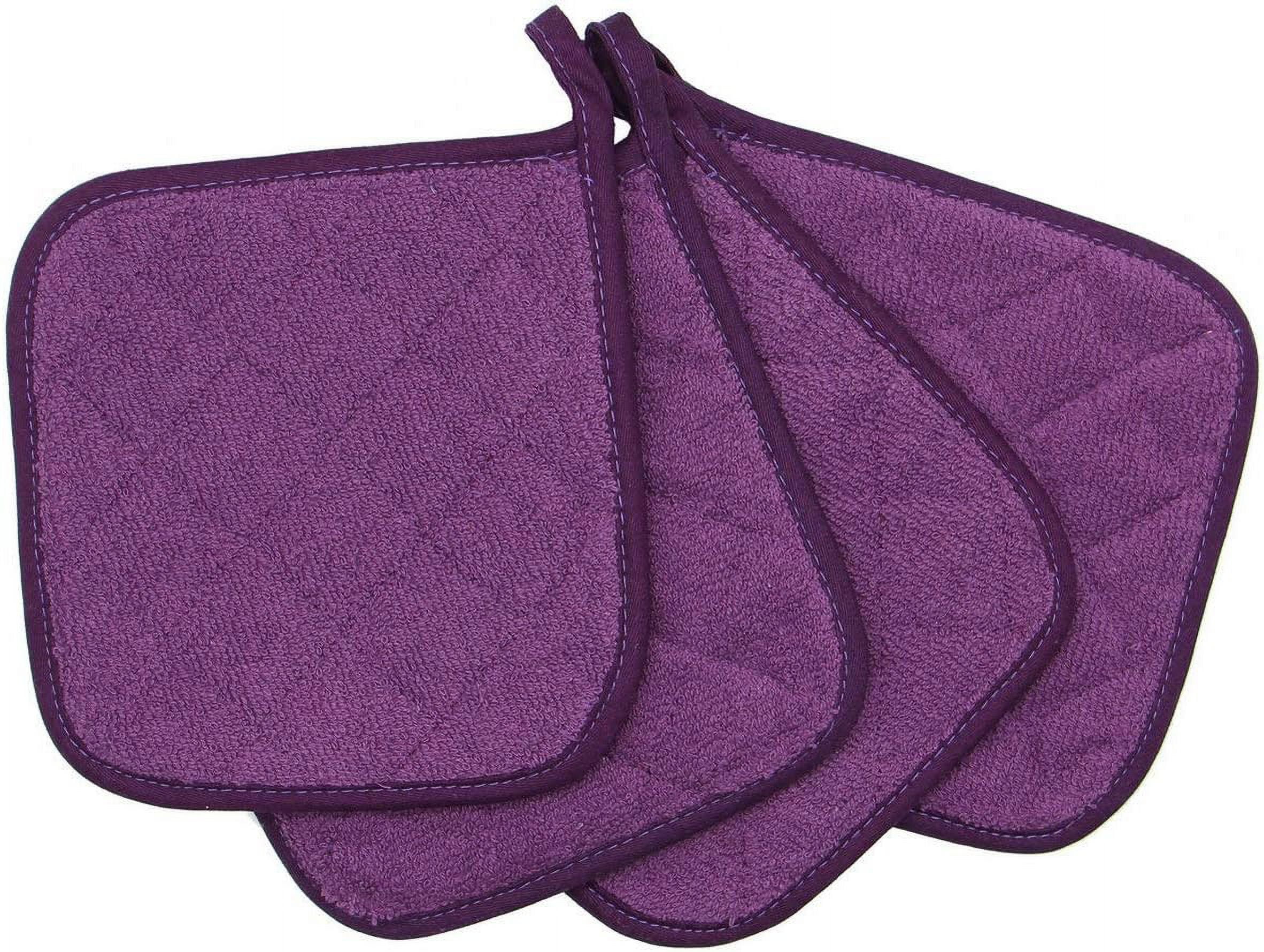 4Pcs Cotton Pot Holders Cotton Made Machine Washable Heat Resistant Everyday Kitchen Basic Terry ...