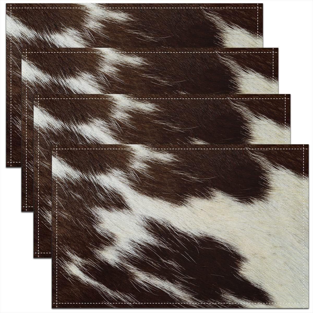 4Pcs of Cowhide Placemats 12x18 for Kids Boys Girl Youth, Highland Cow ...