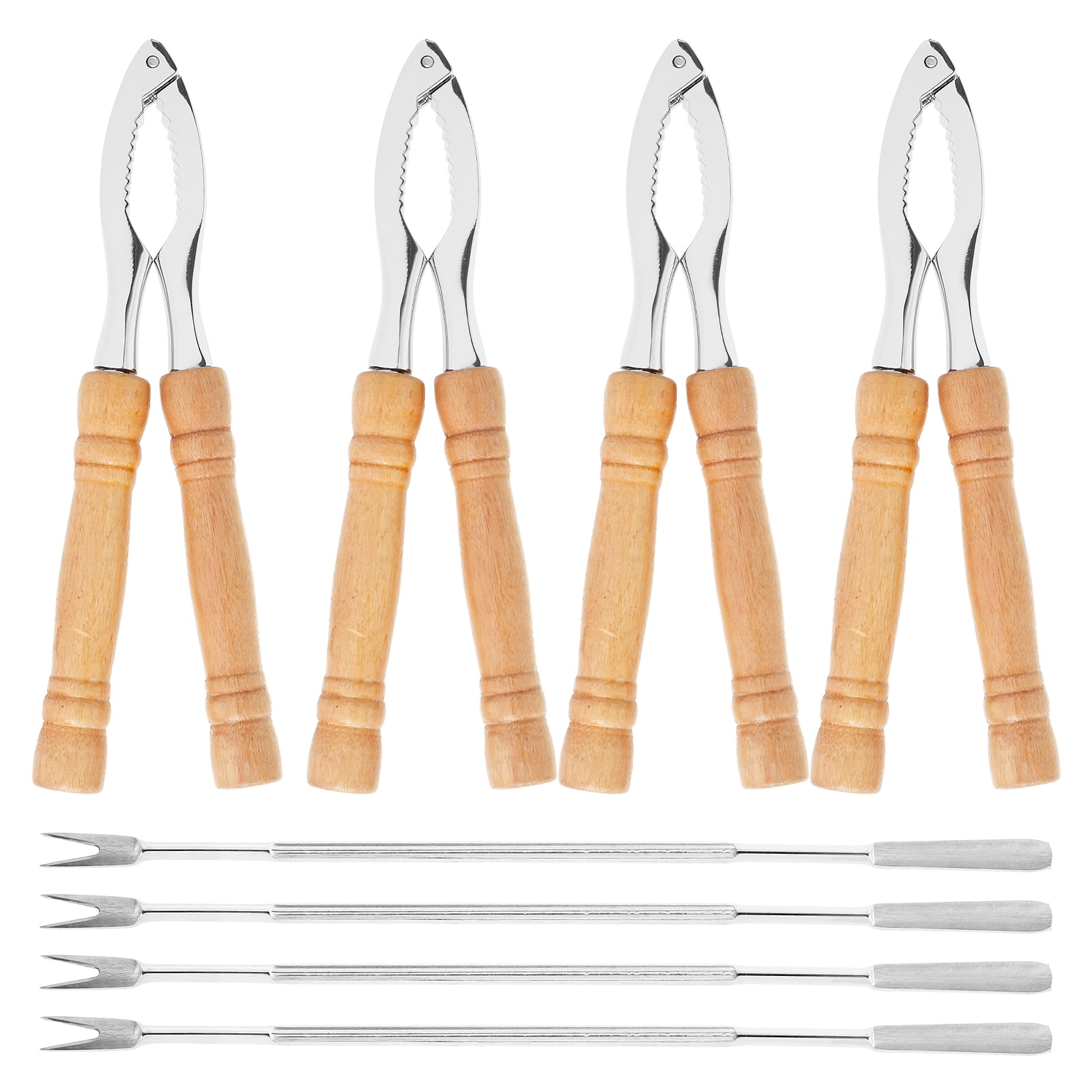 4Pcs Crab Leg Crackers with 4 Picks Sturdy Seafood Cracker Tool with ...