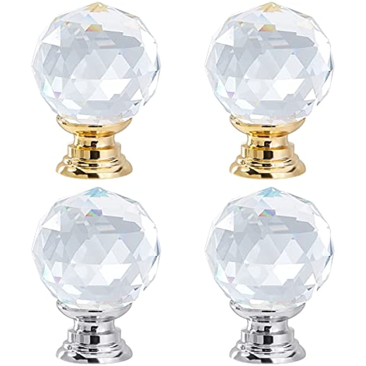 4Pcs Crystal Ball Finial with Base 35.5x27mm Royal Designs Clear Ball ...