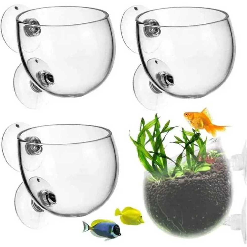 4Pcs Crystal Glass Plant Cups Aquatic Pots with Suction Holder Mini ...