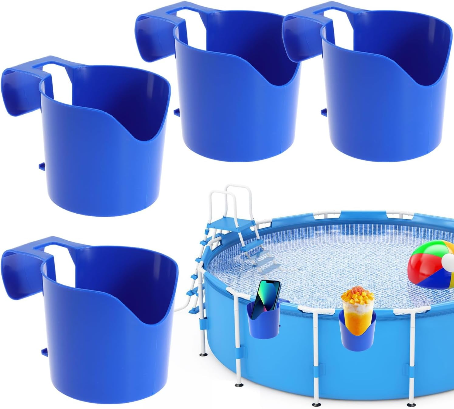 4Pcs Cup Holder For, Poolside Cup Holders No Spills, Plastic Swimming ...