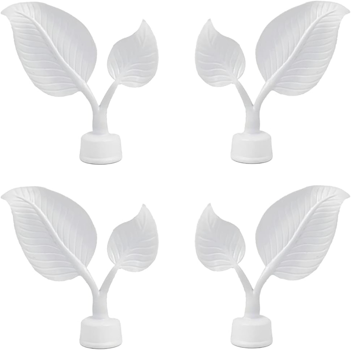 4Pcs Curtain Rod Finials Cap Leaf End Black Aluminum Alloy Drapery Rail ...