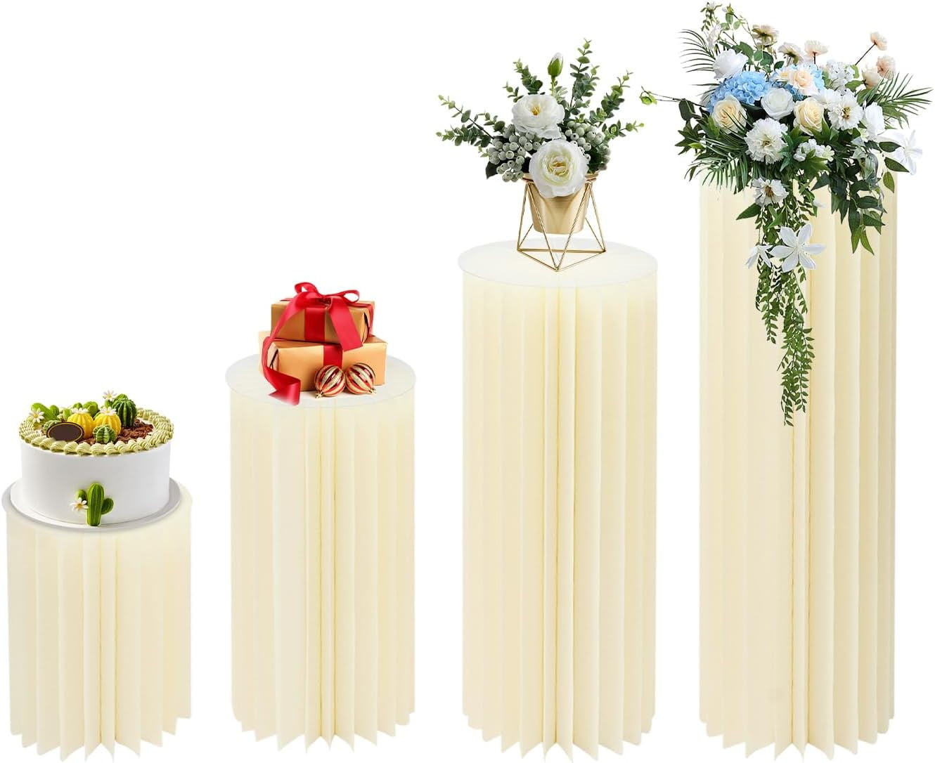 4Pcs Cylinder Stands for Party Foldable Cardboard Centerpiece Display ...