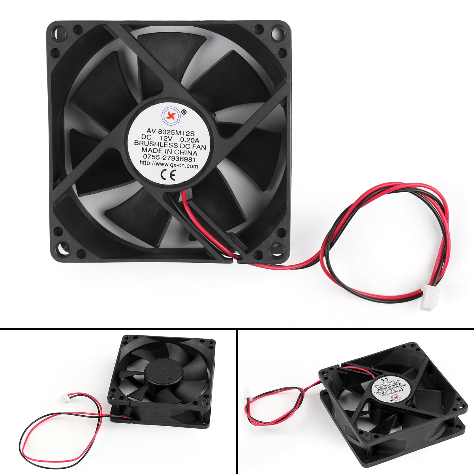 4Pcs DC Brushless Cooling PC Computer Fan 12V 8025s 80x80x25mm 0.2A 2 ...