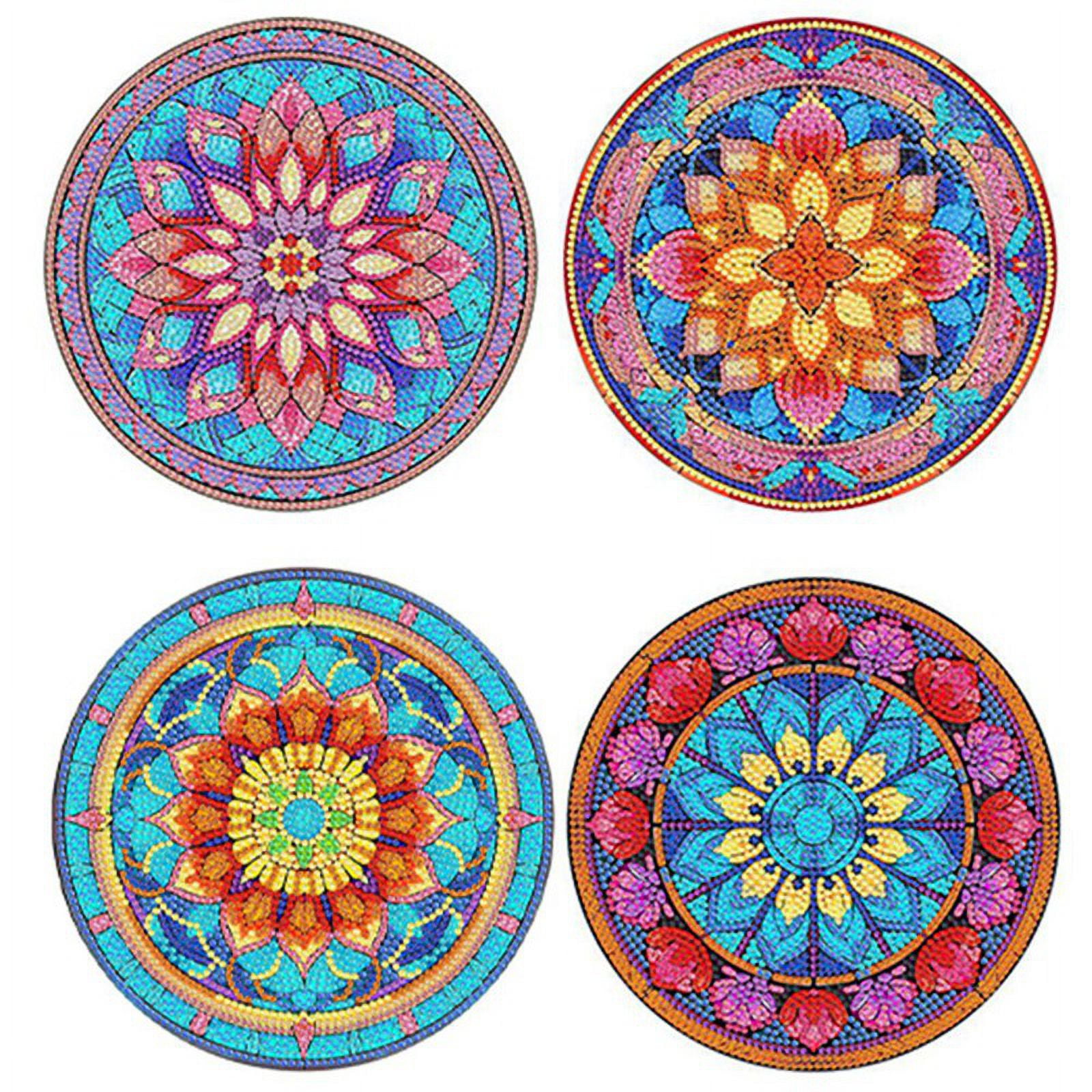 4Pcs DIY Diamond Art Painting Placemat Round Non-Slip Acrylic Table ...
