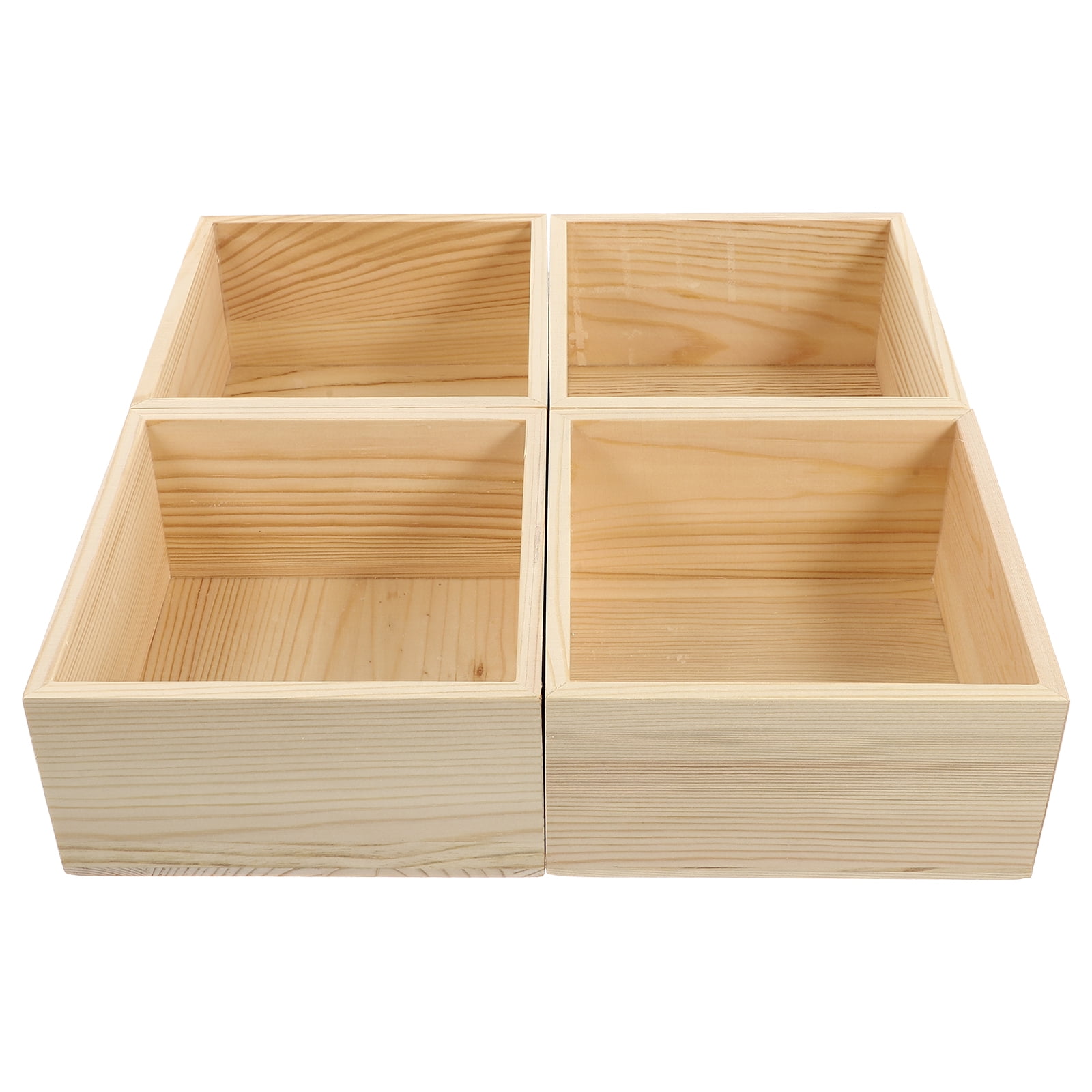 4Pcs DIY Gift Wrapping Boxes Wooden Storage Boxes Without Lid Storage ...