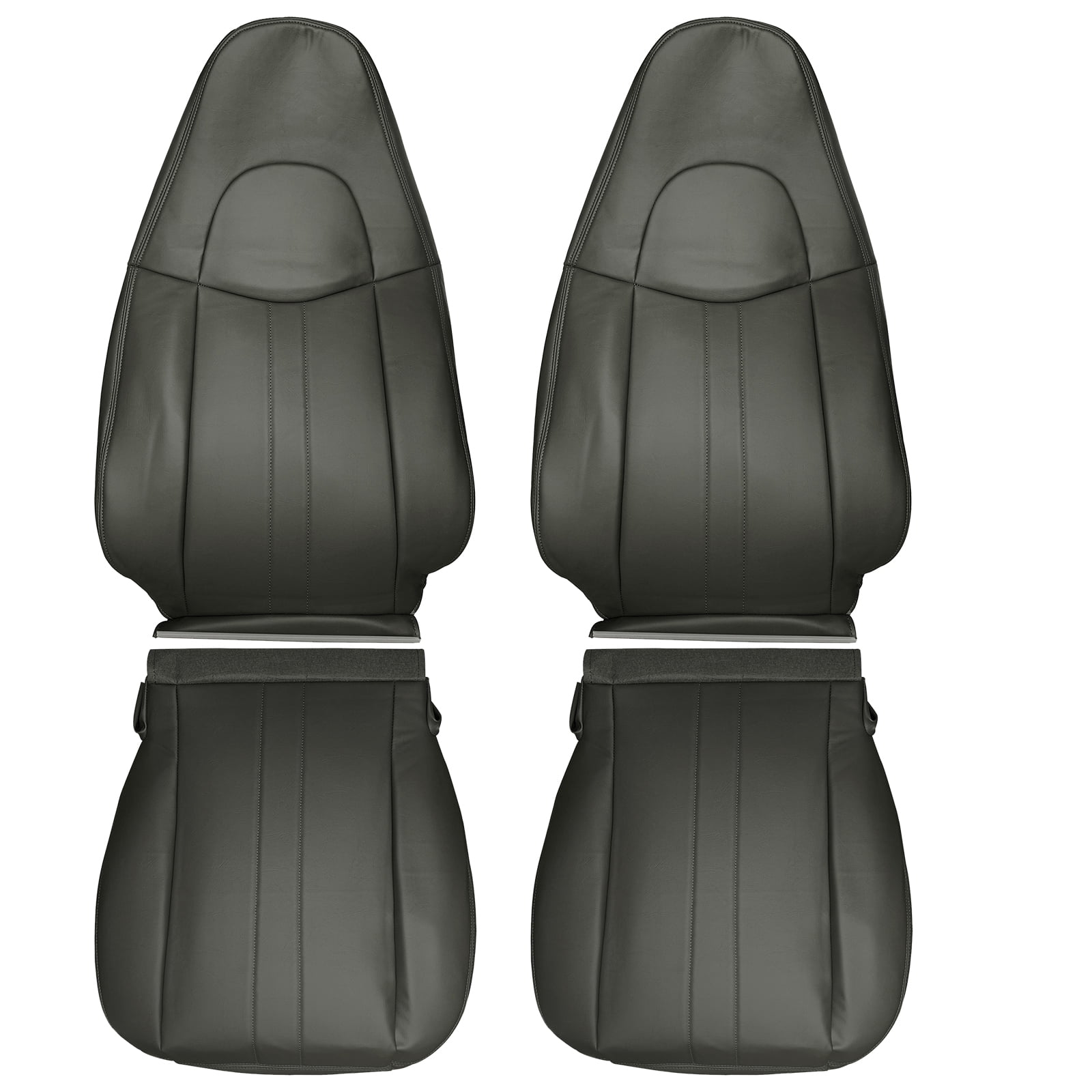 4Pcs Dark Gray Vinyl Seat Covers, Driver & Passenger for Chevy Express ...