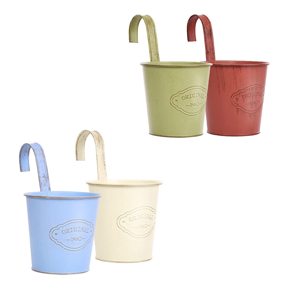 4Pcs Decorative Mini Iron Buckets Hanging Flowerpot Iron Plants Pot ...