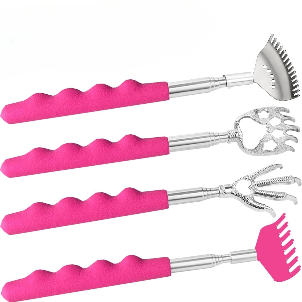 4Pcs Different Back Scratcher Extendable Back Massager Tool with Rubber ...