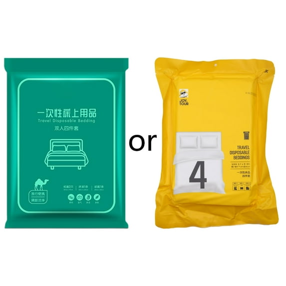 4Pcs Disposable Bedding Set Travel Bed Sheet Duvet Quilt Cover Double ...