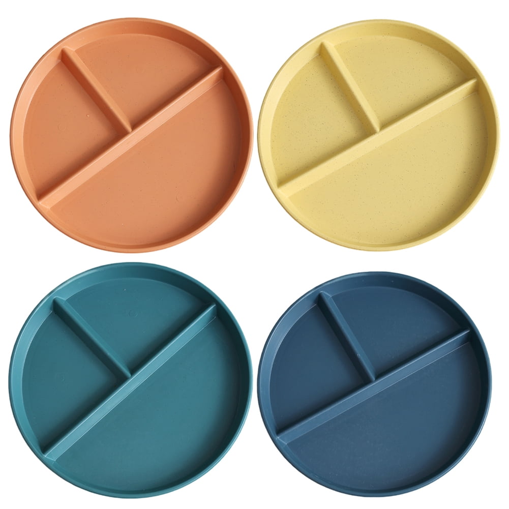 4Pcs Divided Food Plate 3 Compartment Appetizer Serving Tray Portion ...