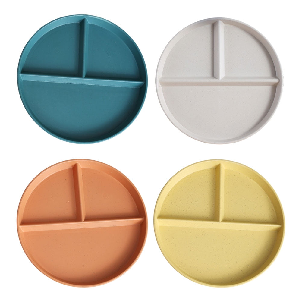 4Pcs Divided Plate for Kids Wheat Straw Food Plates Home Divided Plates ...