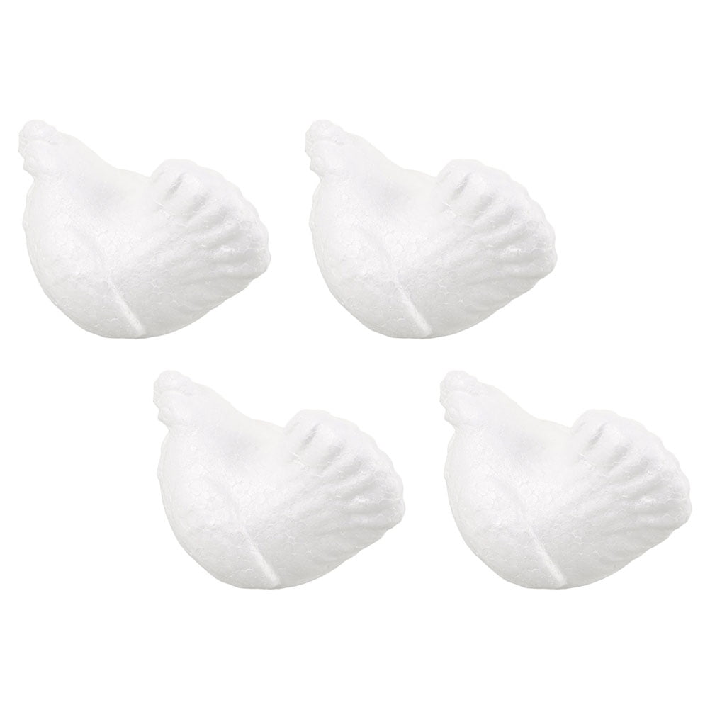 4Pcs Diy Polystyrene Hen Chicken Sculpture White Craft Foam Animal For ...