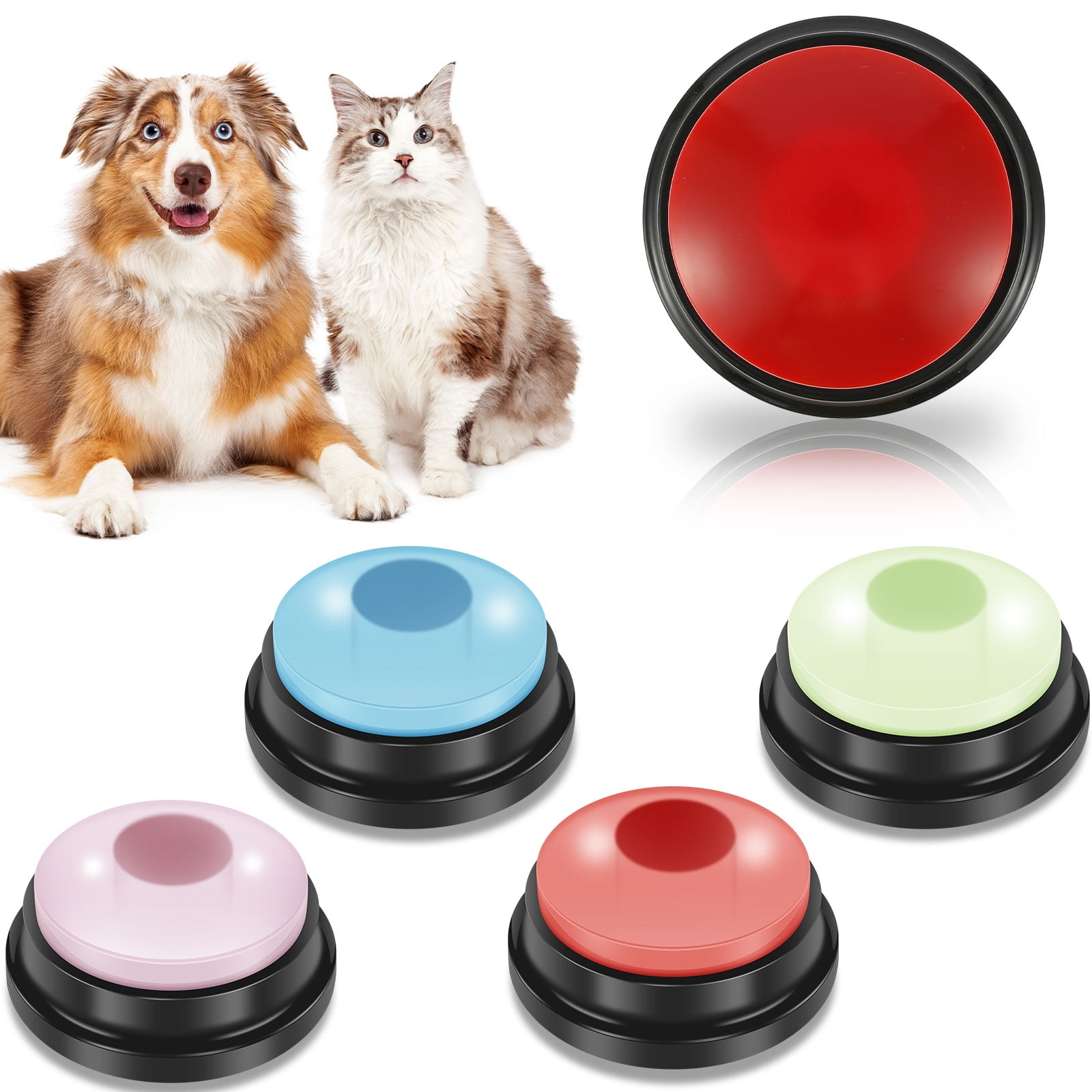 4Pcs Dog Button with Light 4 Color Dog Talking Button Recordable Pet ...