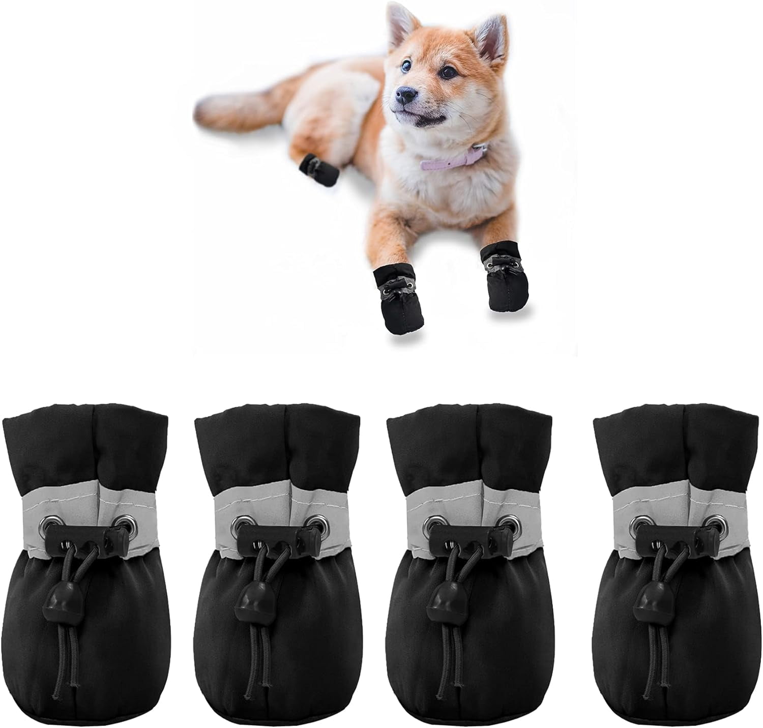 4Pcs Dog Shoes for Small Dogs, Anti-Slip Dogs Boots & Paw Protector for ...