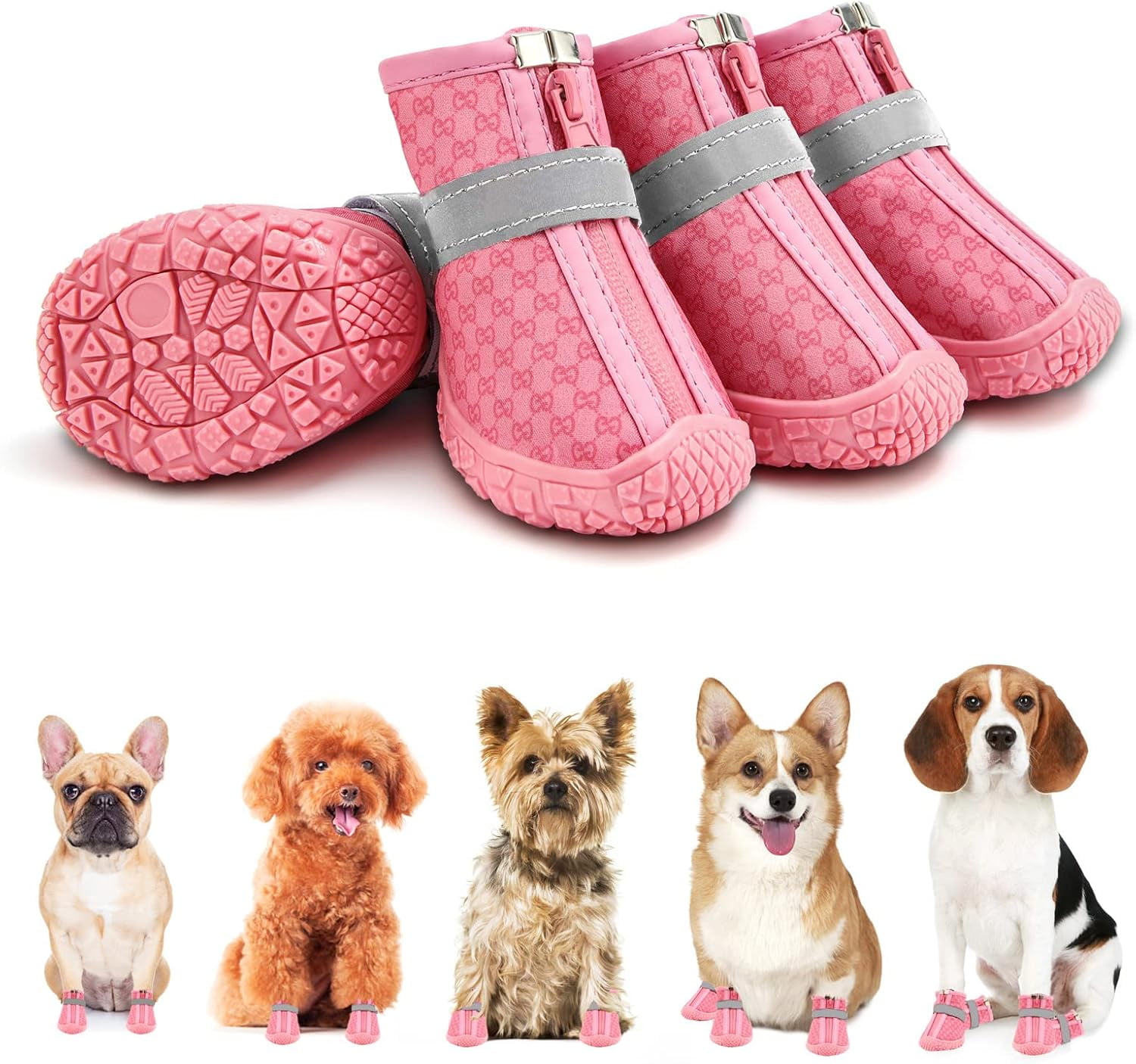 4Pcs Dog Shoes for Small Dogs, Waterproof Dog Boots Paw Protector for ...