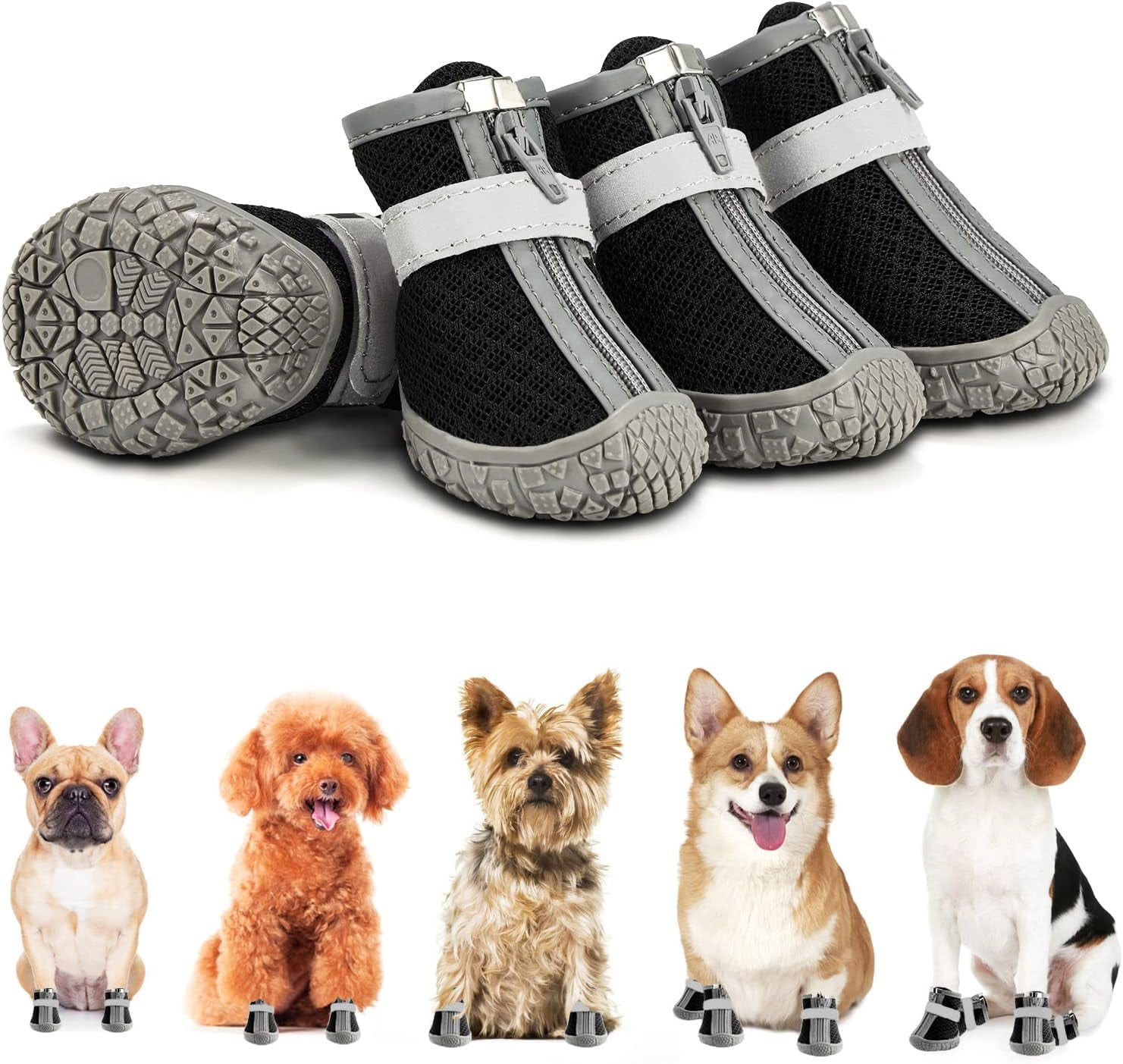 4Pcs Dog Shoes for Small Dogs, Waterproof Dog Boots Paw Protector for ...