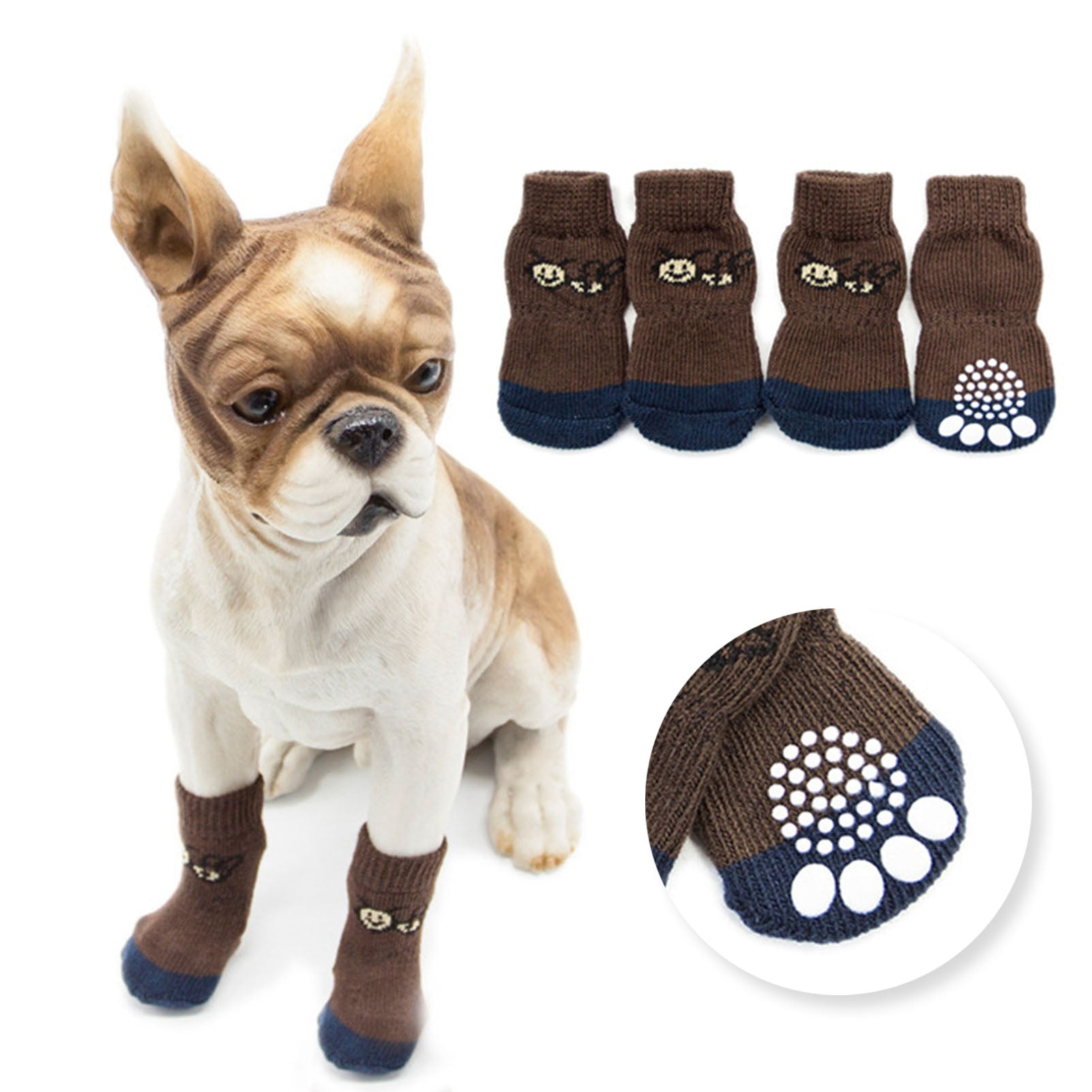 4Pcs Dog Socks for Small Medium Dogs Pet Puppy Doggie Grip Socks Paw ...