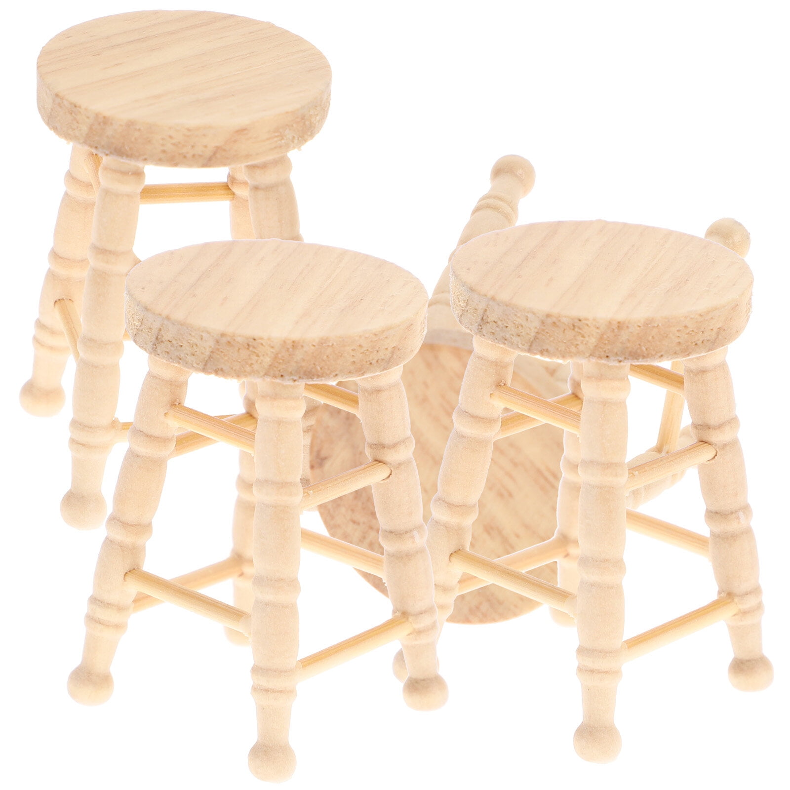 4Pcs Dollhouse Stools Children Toys Educational Toys Photo Props (Khaki ...