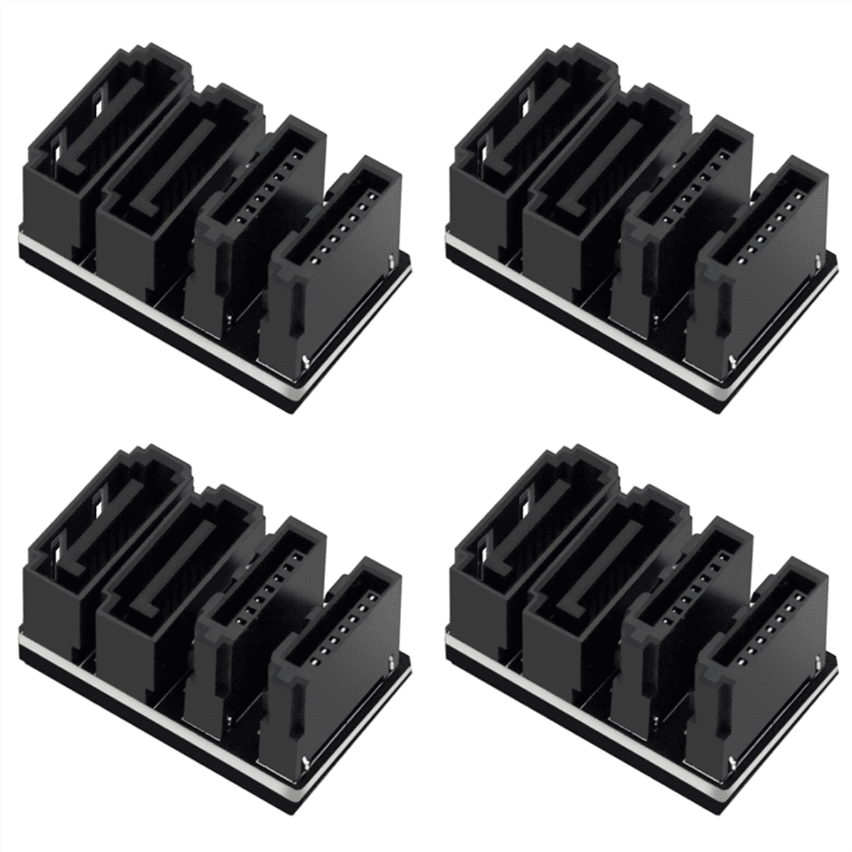 4Pcs Double SATA 7Pin Female to Double 7Pin Male 180 Degree Angled ...