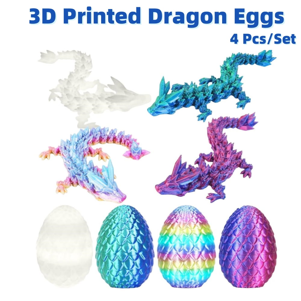 4Pcs Dragon Egg Set 3D Printed with Dragon Inside, Easter Basket ...