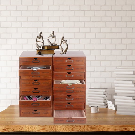 4Pcs Drawer Organizer, Wooden Retro Desktop Organizer, Wooden Storage ...