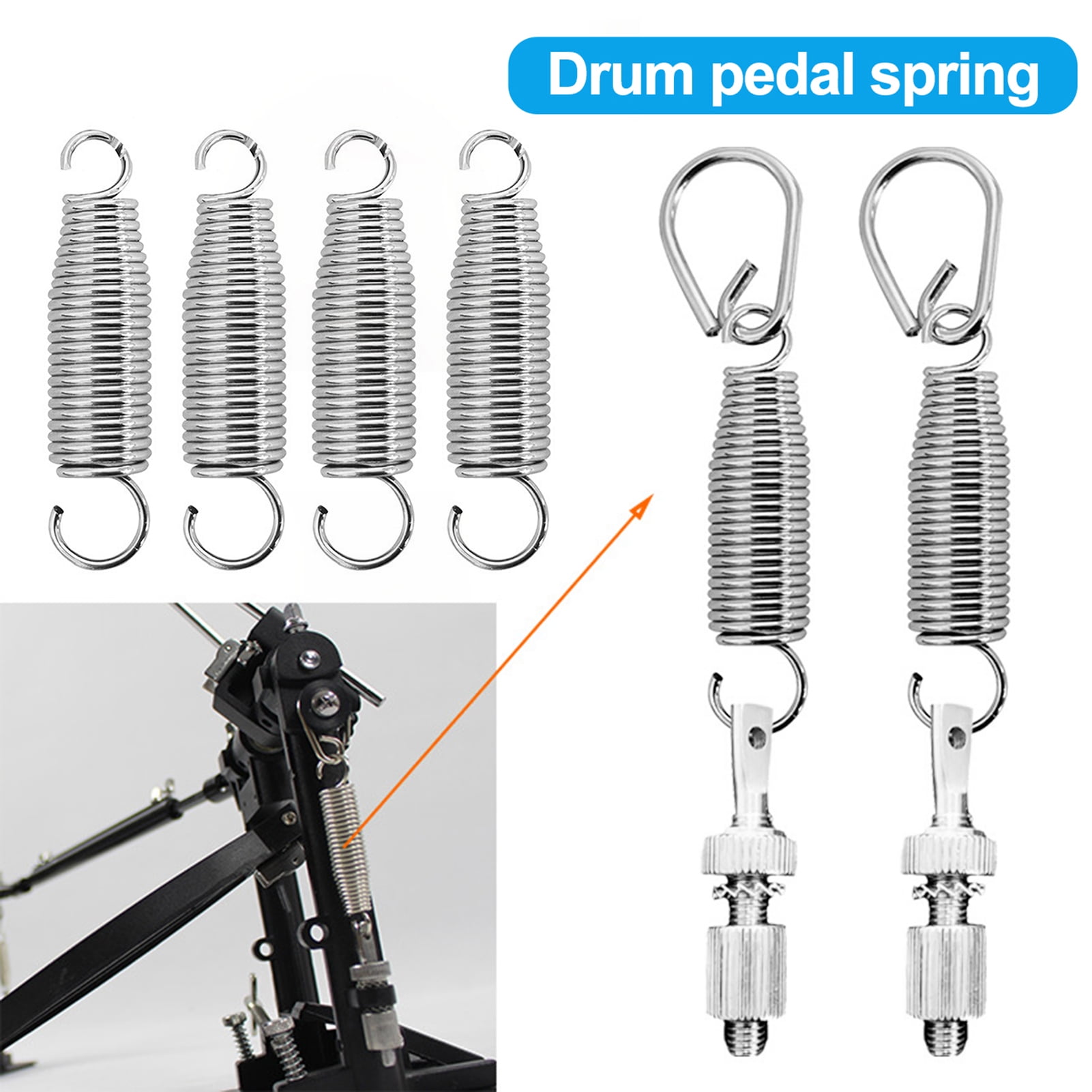 4Pcs Drum Foot Pedal Tension Springs Rustproof Corrosion Resistant ...