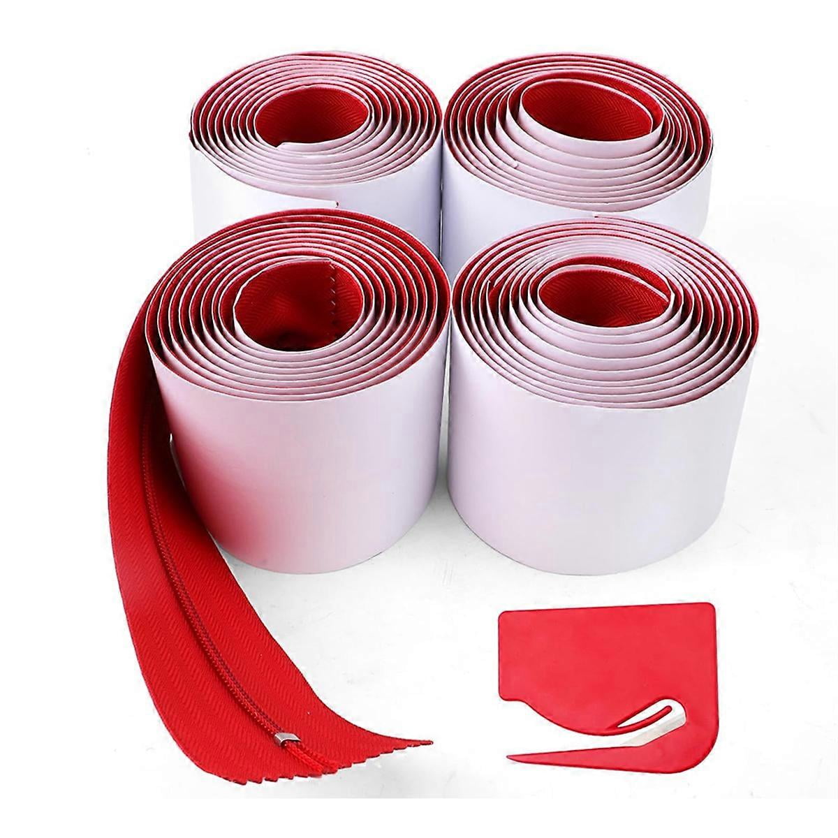 4Pcs Dust Barrier Zipper, 7Ft X 3In Self-Adhesive Tarp Double Zipper ...