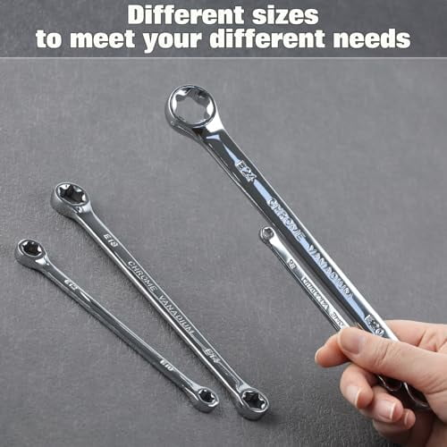 4Pcs E-Torx Wrench Set Double Box End Wrench Set Star Wrench Set, CR-V Steel E-Ring Spanner Set ...
