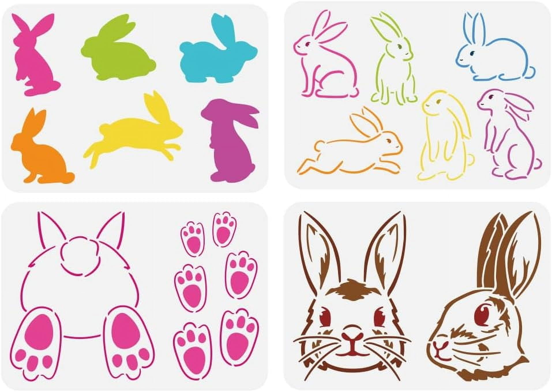 4Pcs Easter Bunny Painting Stencil 8.3x11.7inch Reusable Cute Rabbit ...