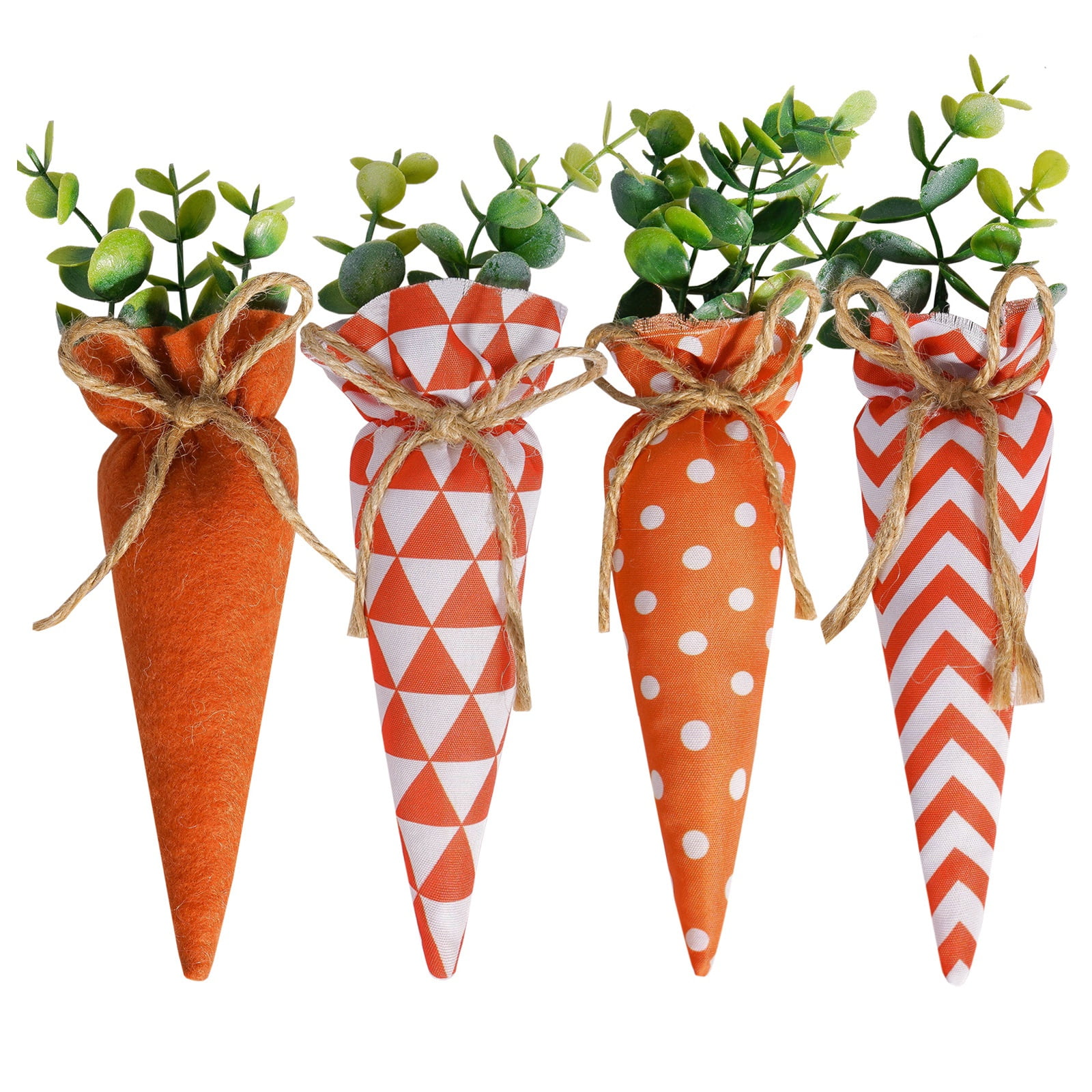 4Pcs Easter Carrot Decor, Artificial Fabric Carrots with Plastic Leaves ...