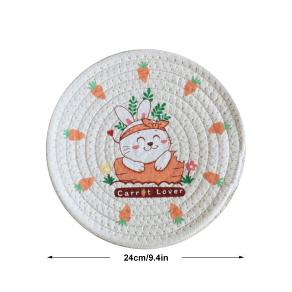 4Pcs Easter Coaster Set,Bunny Handmade Braided Drink Coasters,Cotton ...