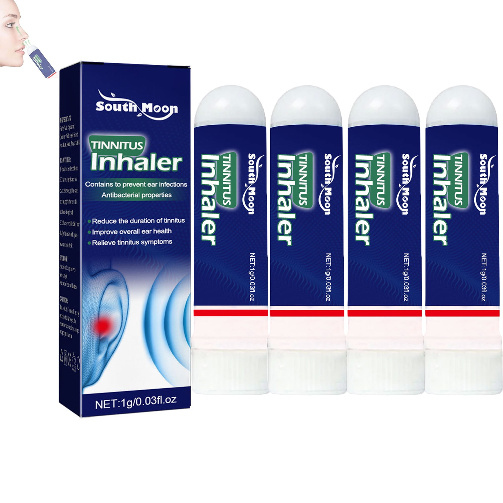 Echo Ease 4pcs Tinnitus Relief Nasal Inhalers Herbal Detox And Repair