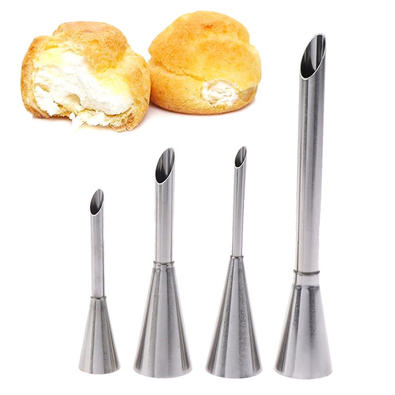 4Pcs Eclair Puff Nozzles Cupcake Filling Tube Pastry Syringe Cream ...
