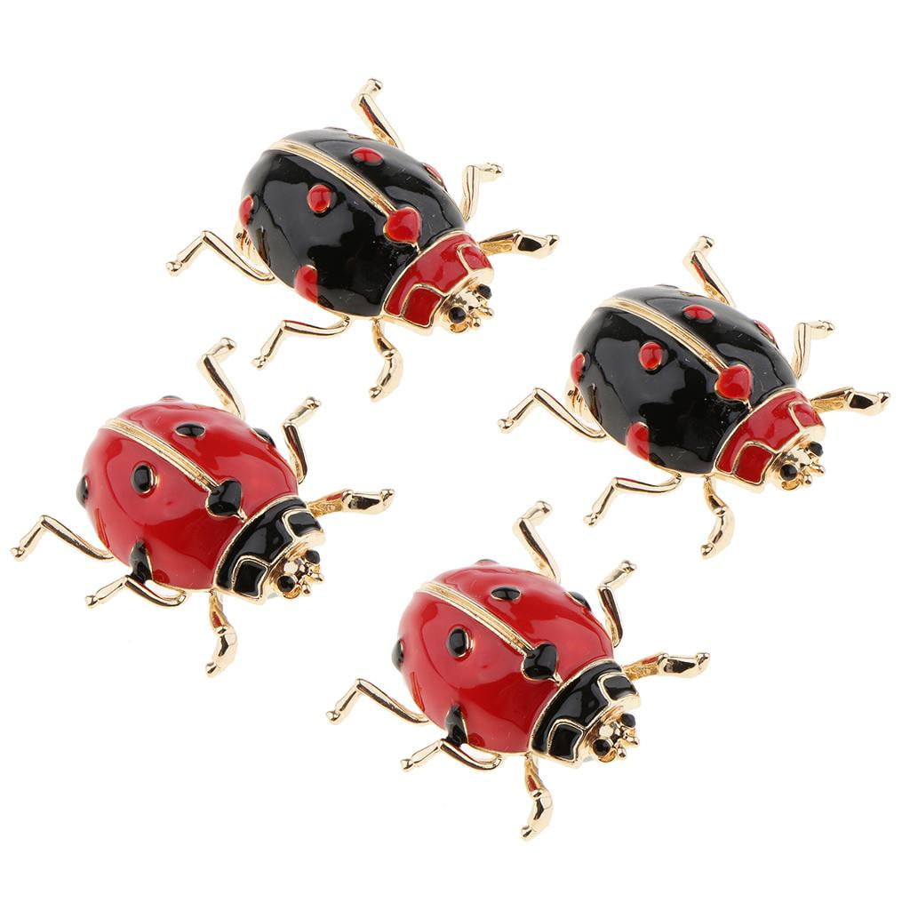 4Pcs Elegant Cute Ladybird Brooch Pin Ladybug Breastpins Clothing Hats ...