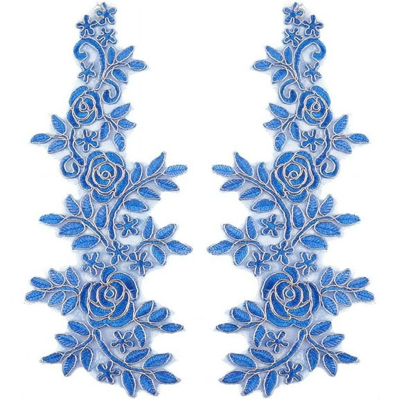 4Pcs Gold Silver Beaded Flower Embroidered Appliques Floral Embroidery ...