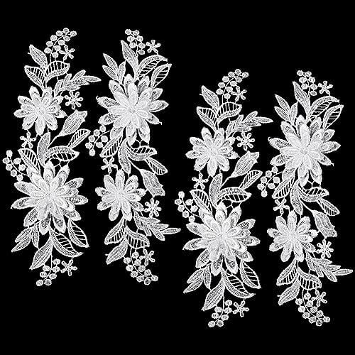4Pcs Embroidery Lace Patches Neckline Applique Collar Trims Patch Patch ...