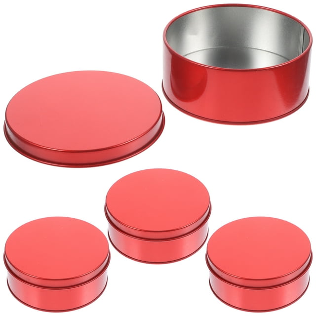 4Pcs Empty Cookie Tins Candy Boxes with Lids Cookie Wrapping Tins Round ...