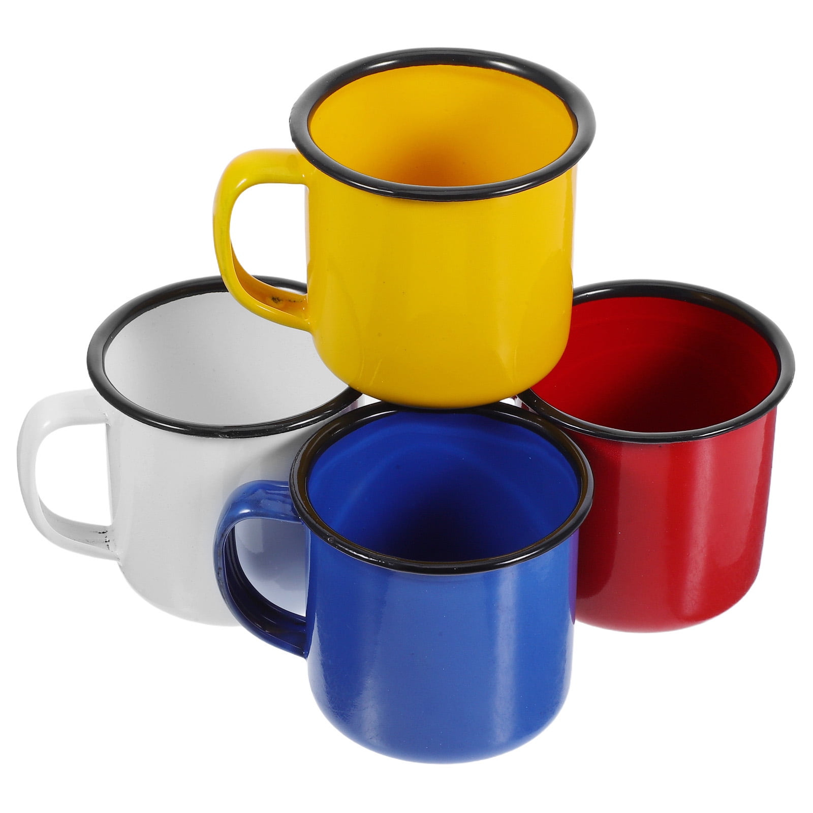 4Pcs Enamel Coffee Mug Retro Drinking Mug Handheld Water Cups Retro ...