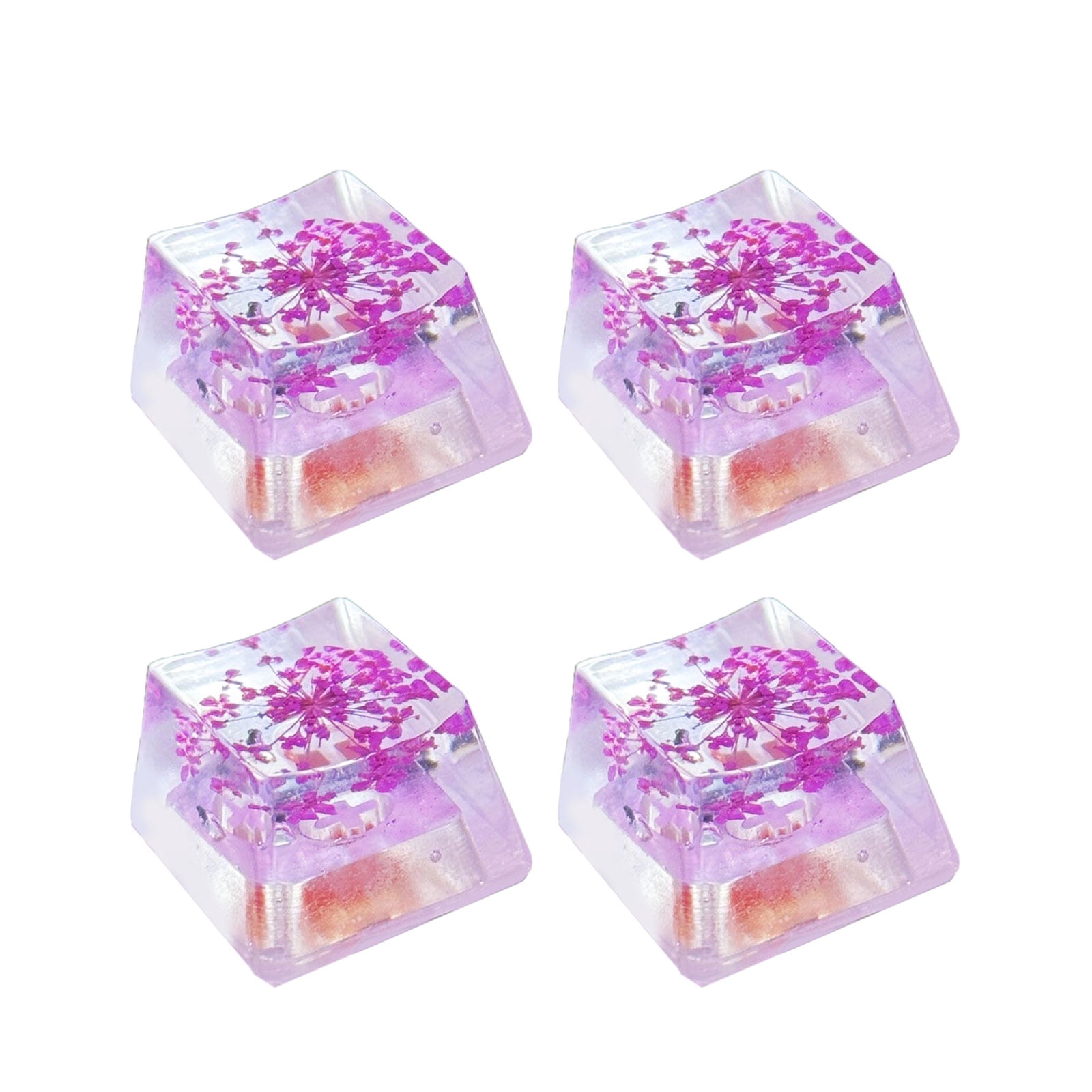 4Pcs Epoxy Mechanical Keyboards KeyCaps OEM Height Translucents Leaves ...