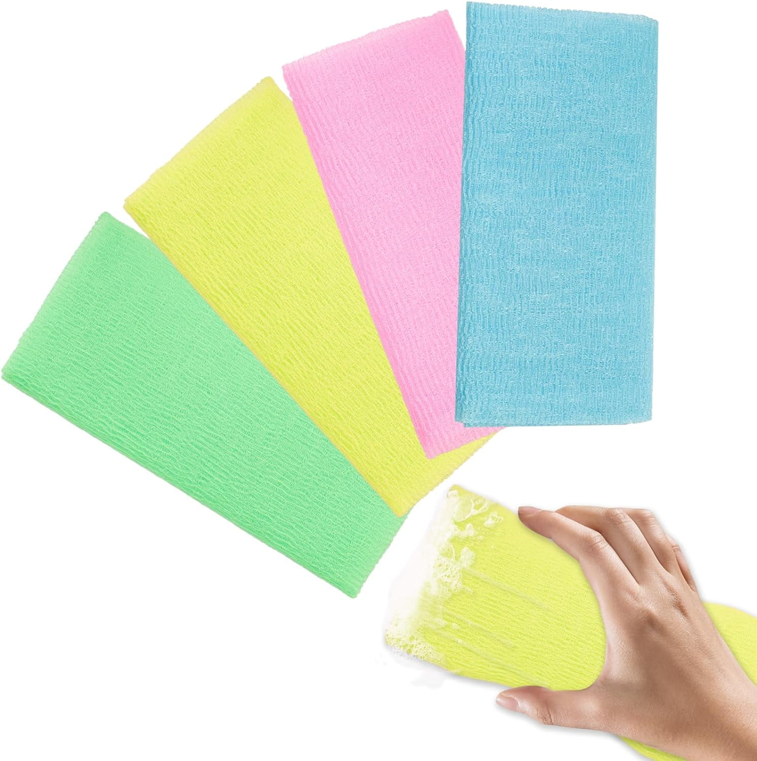 4Pcs Exfoliating African Net Sponge Washcloth Towel Japanese Nylon Bath ...