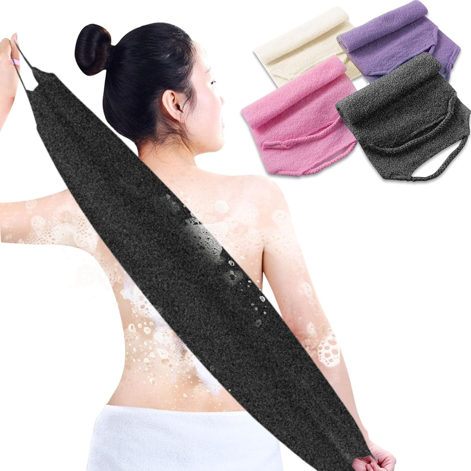 4Pcs Exfoliating Back Scrubber with Handles,Nylon Back Exfoliator ...