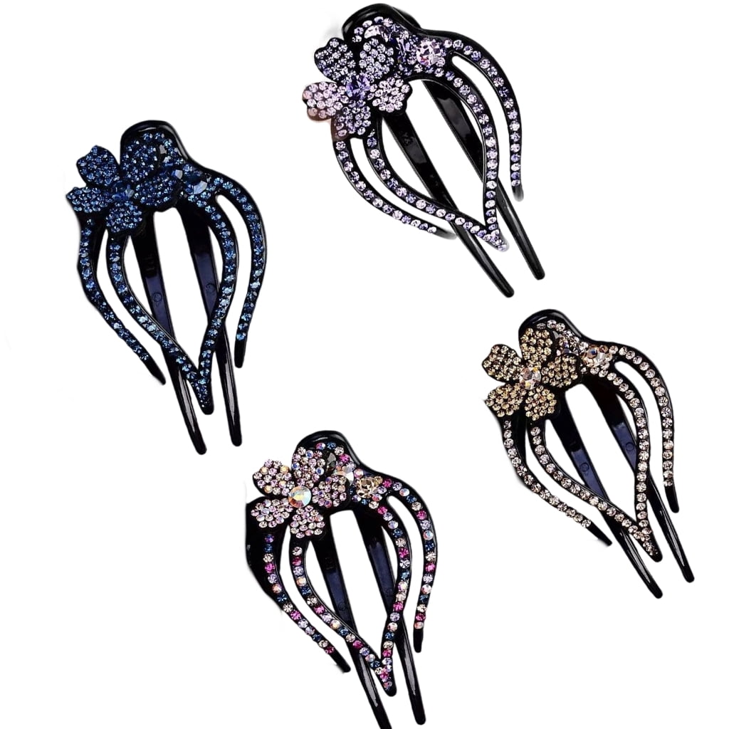 4Pcs Eye Catching Rhinestones Hair Clip Duckbills Shape Slip for Women ...
