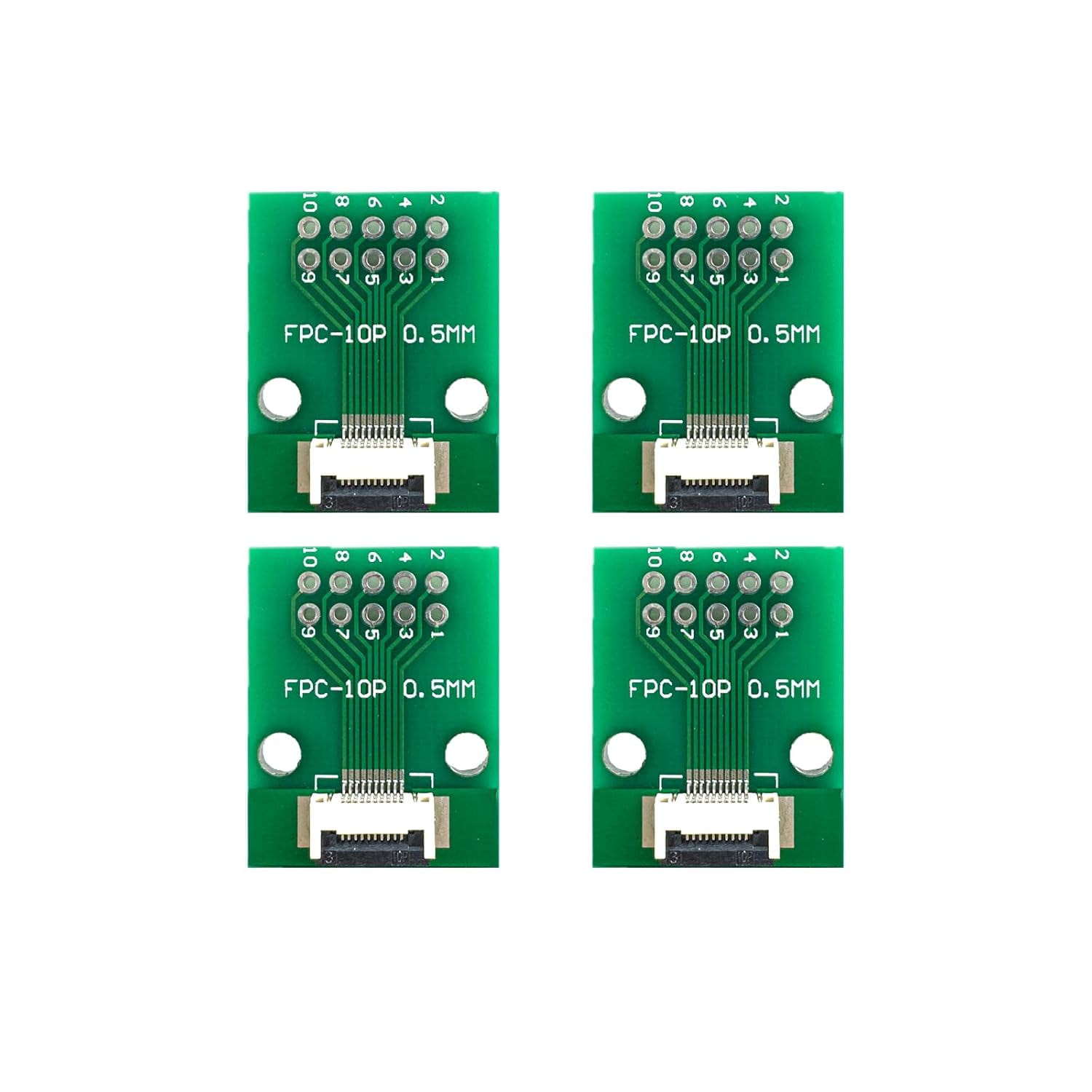 4Pcs FFC FPC PCB Converter Board 10 Pin 1mm 0.5mm(Connector pre-soldered) Pitch to Dip 2.54mm ...