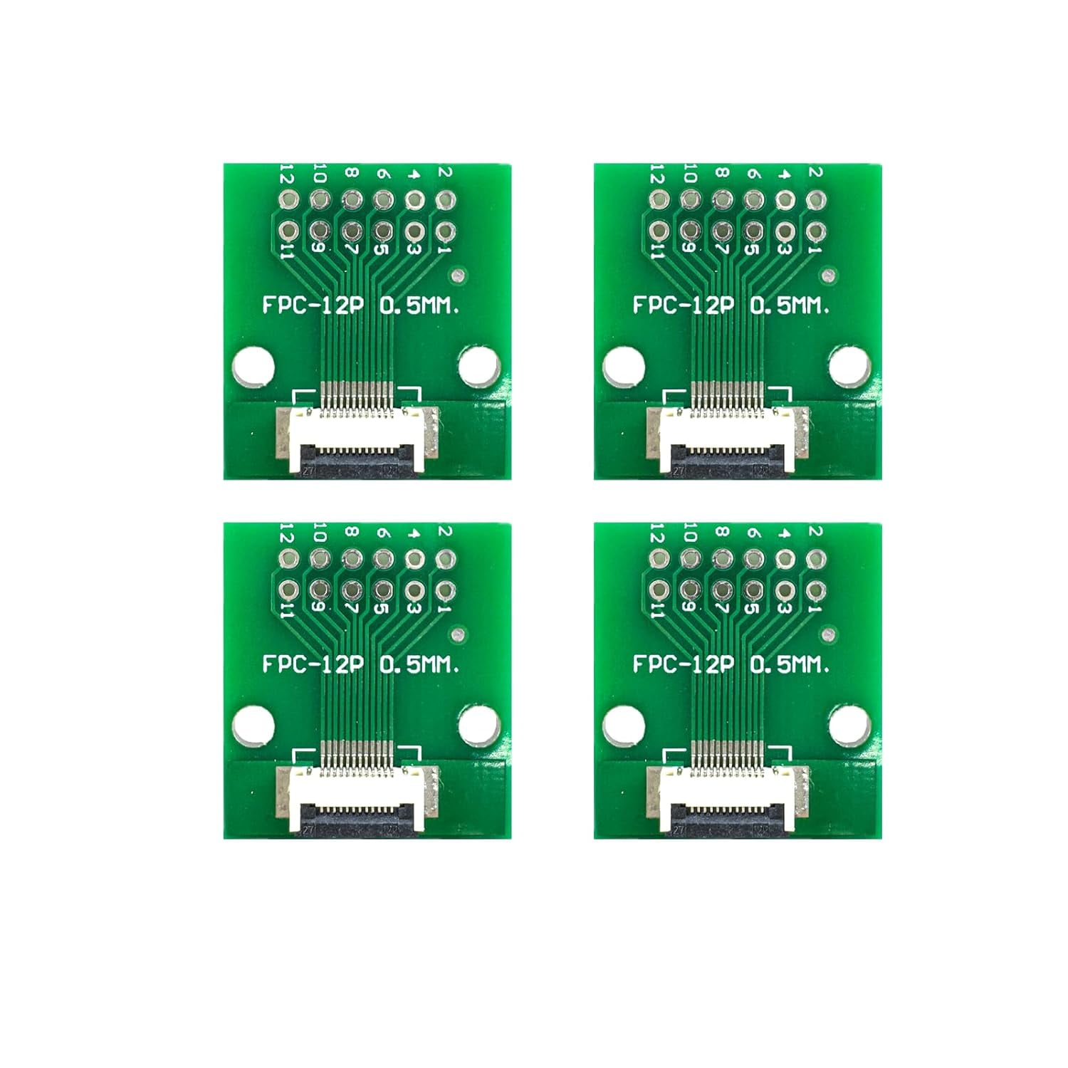 4Pcs FFC FPC PCB Converter Board 12 Pin 1mm 0.5mm(Connector pre-soldered) Pitch to Dip 2.54mm ...