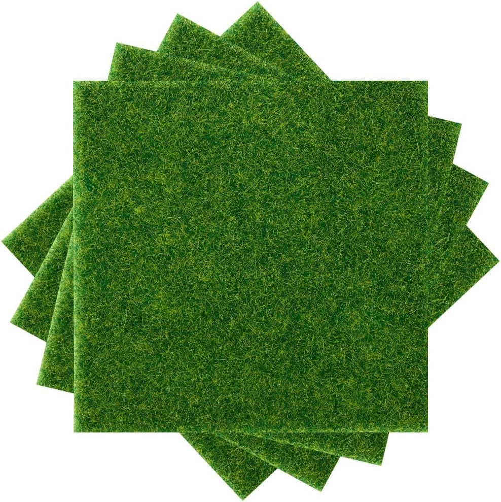 4Pcs Fake Grass Decor for Crafts Green Artificial Grass Tiles for ...