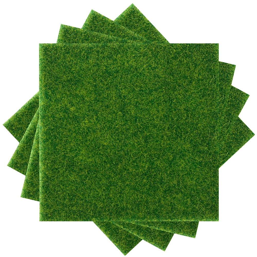 4Pcs Fake Grass Decor for Crafts Green Artificial Grass Tiles for ...