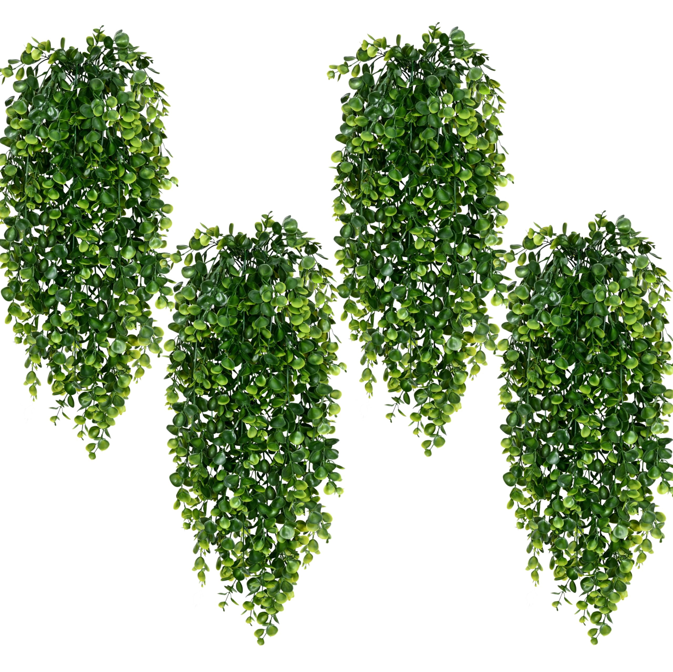 4Pcs Fake Hanging Plants 2.7ft Fake Plants Eucalyptus Leaves UV ...